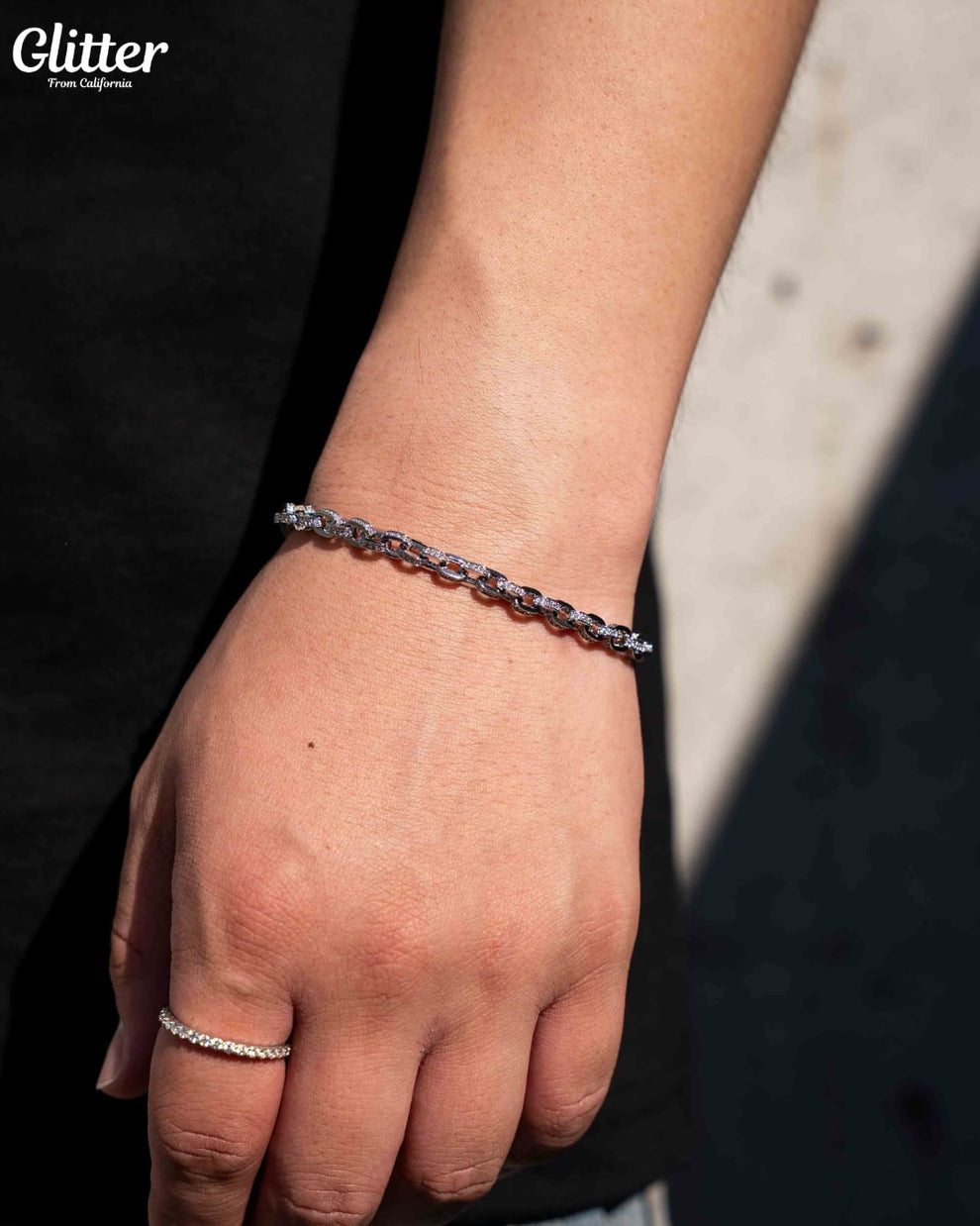 Iced Out Box Chain Bracelet – Glitter