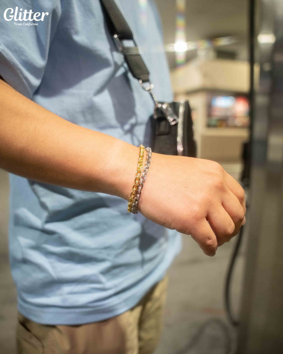 Iced Out Box Chain Bracelet – Glitter