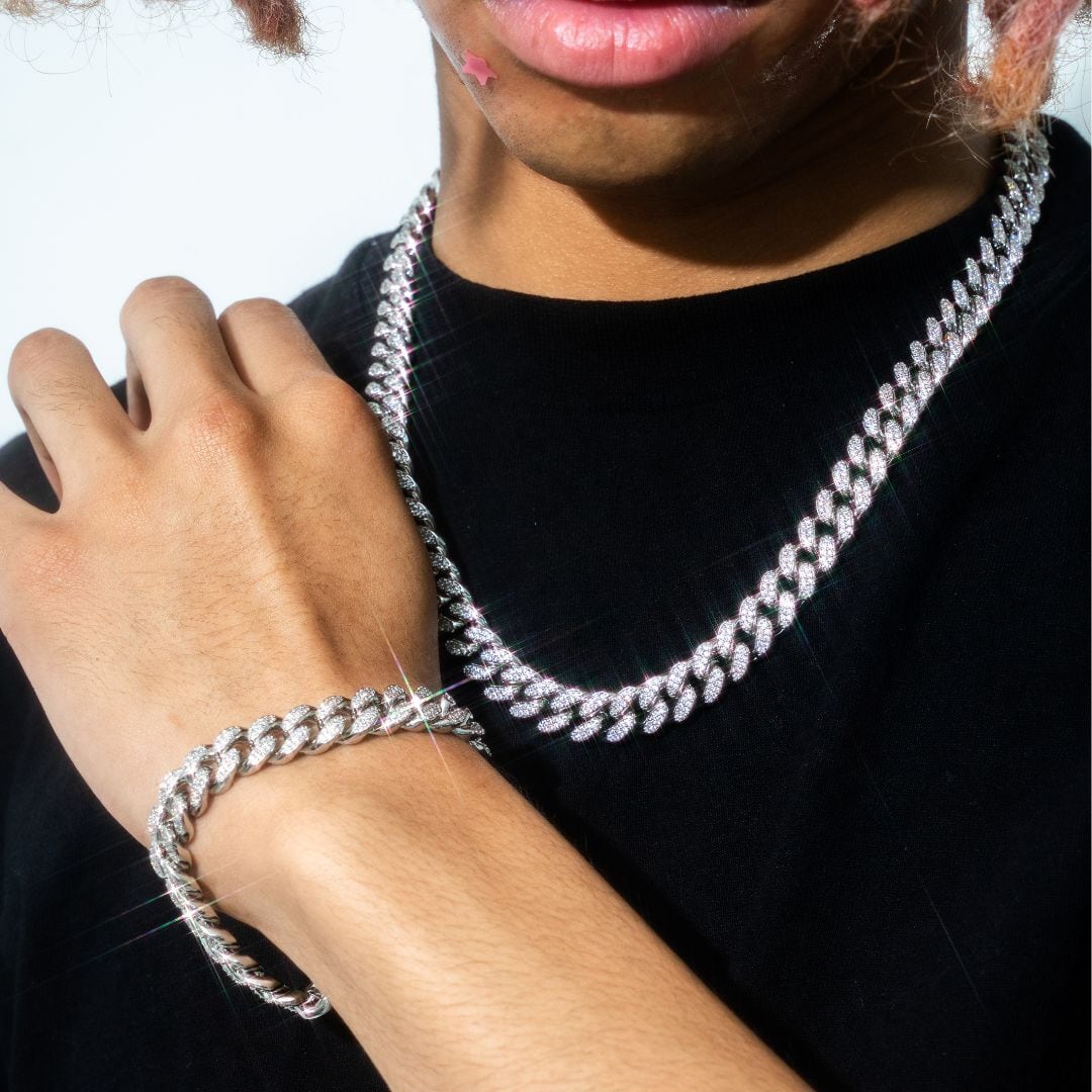 Iced Out Cuban Chain Set 【12mm】 – Glitter