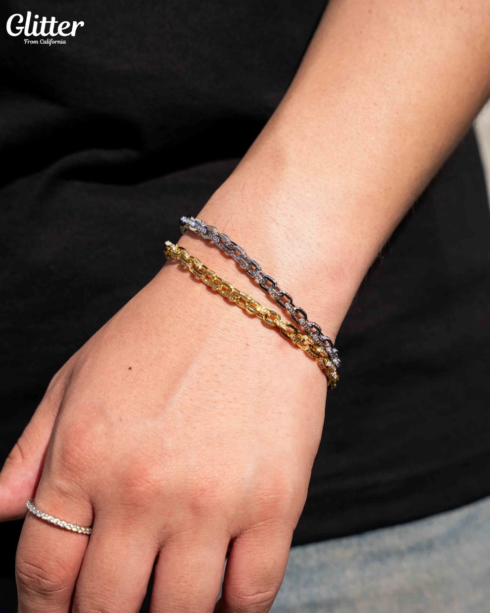 Iced Out Box Chain Bracelet – Glitter