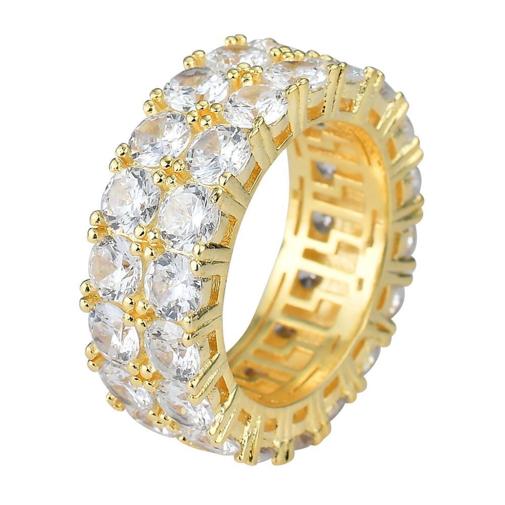 Double Layer Diamond Band Ring 【GOLD】 – Glitter