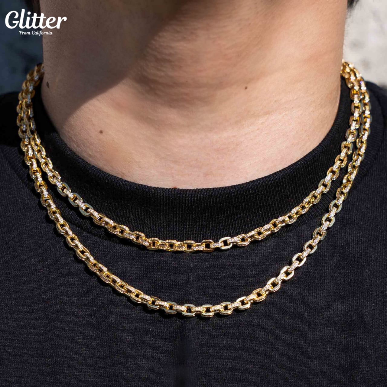 Iced Out Box Chain Necklace – Glitter